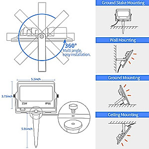 4 Pack LED Flood Light Outdoor with Stake, RGBCW DIY Color Changing Landscape Lighting 150W Equivalent, Bluetooth Smart Floodlight with App Control, Timing-20 Modes for Garden Yard, IP66 Waterproof