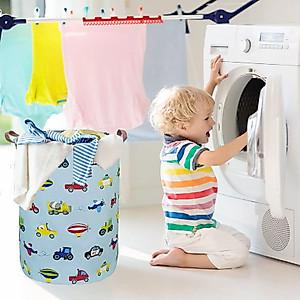 HKEC Kids Laundry Basket,Boys Toy Storage Bin,Baby Dirty Clothes Hamper,Nursery Hamper for Bedroom,Gift Baskets(Car)