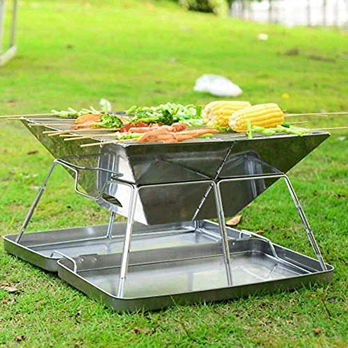 SHZBCDN Foldable Charcoal Grill, Portable BBQ Barbecue Grill Lightweight Simple Grill for Camping, Garden, Outdoor, Travel