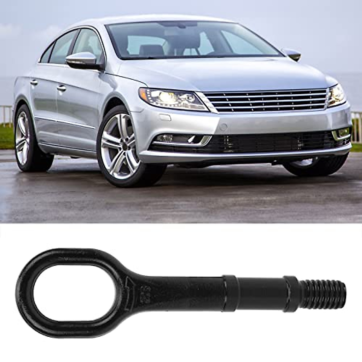 Car Tow Hook, Universal Metal Racing Towing Tow Hook, 1T0 805 615A Compatible with CC 2009-2018 Eos 2007-2017 R32 Rabbit 2006-2014, Bumper Trailer Ring