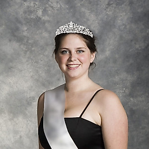 CIEHER Crown and Sash, White Sash Blank Satin Sash Prom Crown Custom Sash Court Sash Mommy to Be Sash Birthday Sash Bride to Be Sash Bachelorette Sash and Crown Graduation Sash Make Your Own
