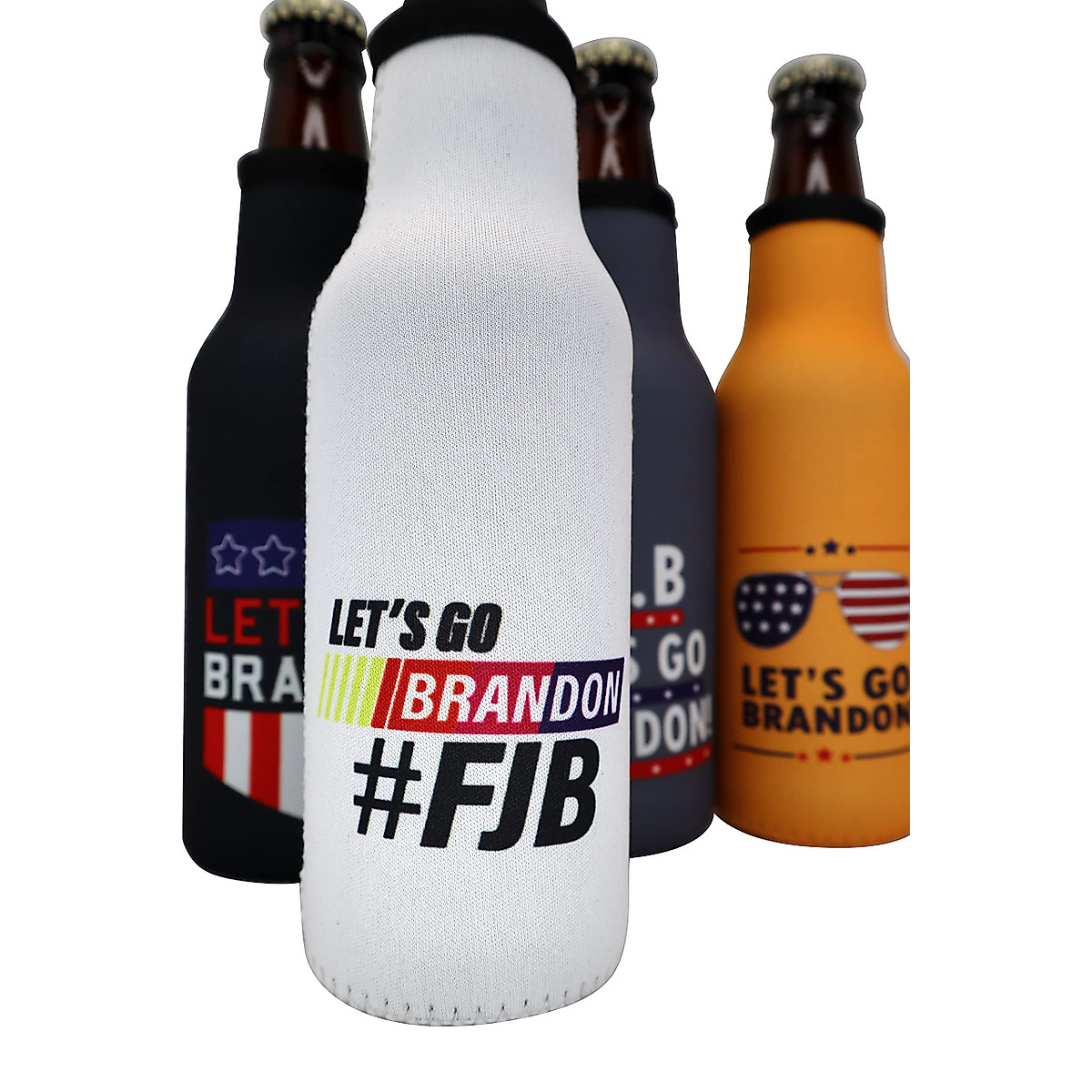 Let's Go Brandon Republican Gift - FJB Ferk Jer Berdin LGBFJB Patriotic Trump Gifts for Him Insulated Cooler Sleeve with Zipper, Built-In Removable Bottle Opener, 12 oz. Bottle Insulator Thermocooler