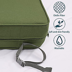 Aoodor 23” x 25.6” Patio Furniture Outdoor Deep Seat Single Chair Sofa Cushion Back Olefin Fabric Slipcover Sponge Foam - Green Color Set of 2 (2 Back 2 Seater 2 Pillow)
