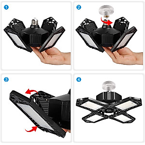 Wohome Garage Light, 150W 15000LM LED Garage Light,E26/E27 Garage Ceiling Lighting with 4 Adjustable Panels,6500K Daylight LED for Shop, Barn,Warehouse, Basement