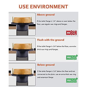 boeemi Toilet Flanges and Wax Rings for Toilets with Extended Flanges and Extra Thick Wax Rings for Floor Exit Toilets New Installation or Reinstallation 4" Waste Line for Plumbing Below Floor
