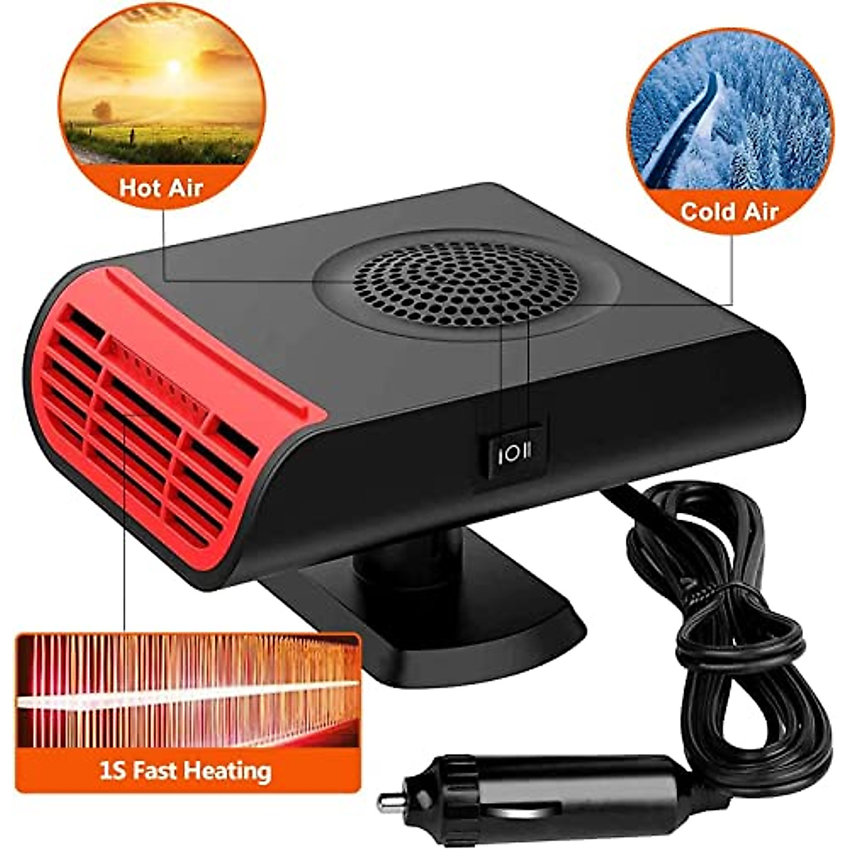 Car Heater,Upgrade Fast Heating Defrost Defogger, 2 in1 Fast Heating or Cooling Fan, Outlet Plug in Cigarette Lighte,12V Automobile Windscreen Fan for All Cars Portable Electronic Car Auto Heater