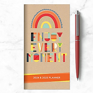 TF PUBLISHING 2024-2025 Enjoy Every Moment 2-Year Small Monthly Pocket Planner | 2-Page Large Calendar Grid and Lined Notes Section in Back | Monthly Day Planner for Purse | 3.5" x 6.5"