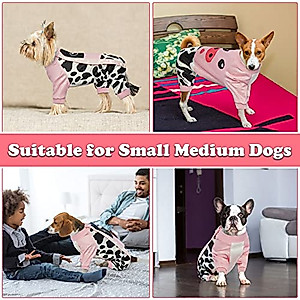 IKIPUKO Dog Pajamas with Button, Cartoon Pattern Pet PJS Pet Hair Shedding Onesie for Cats Small Medium Dogs, 4 Legged Shirt Pet Jumpsuit Outfit for Spring Autumn(Pig-XXS)