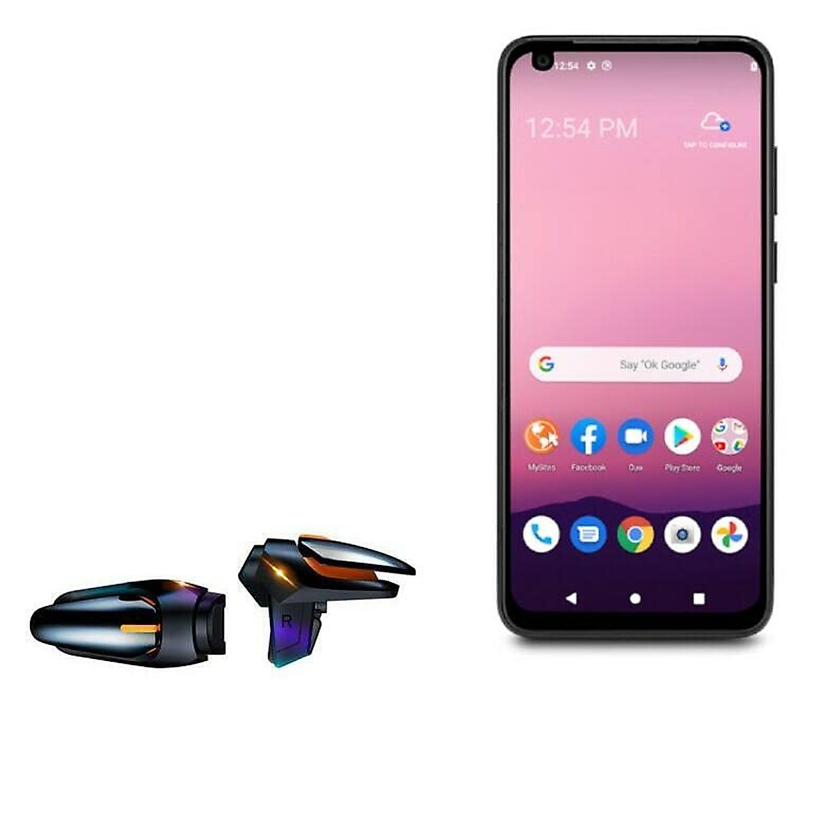 BoxWave Gaming Gear Compatible with Orbic Magic 5G - Touchscreen QuickTrigger Auto, Trigger Buttons Autofire Gaming Mobile FPS - Jet Black