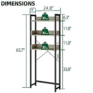 OTK Over The Toilet Storage, 3 Tier Bathroom Organizer Shelf, Freestanding Space Saver with Toilet Paper Holder, Multifunctional Over The Toilet Rack, Grey
