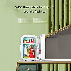 Portable Mirrored Fridge for Beauty Makeup with LED Lights Cooler for Creams Moisturizers Fragrance and Face Masks Skincare Makeup in Bedroom Dorm and Office,White