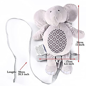 Berhapy 2 in 1 Gray Elephant Toddler Safety Harness Backpack Children's Walking Leash Strap Baby Leash for 1-3 Years Old Kid Leash for Boys and Girls