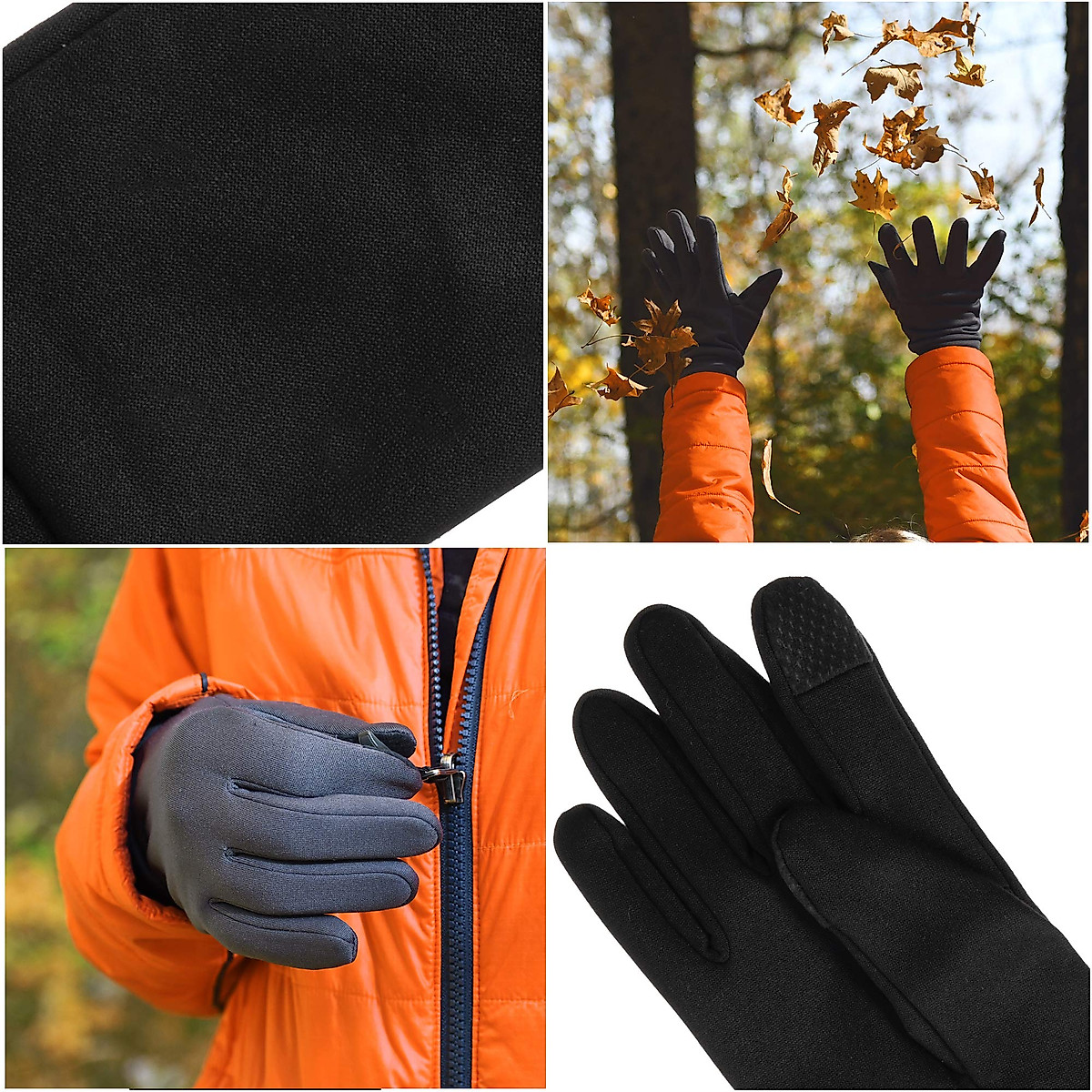 C9 Champion Kids' Machine Washable Lightweight Gloves, Touch Screen Friendly, Black, Boys' 8/16