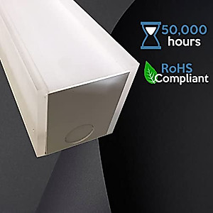 WareLight 4' Linear Suspended LED Beam, 40W, CCT Selectable, 0-10V Dimmable, 120-277V, Transparent Frosted Housing, Power Feed Cable Included