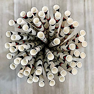 Mickey and Minnie Mouse Inspired Paper Straws - Black Red White - 7.75 Inches - 100 Pack - Outside the Box Papers Brand