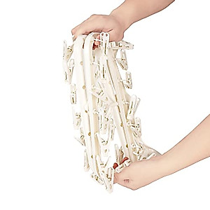 Foshine Clothes Drying Racks Foldable Clip Hangers Drip Hanger Plastic with 32 Drying Clips Wind-Proof Hook Underwear Hanger with Clips Plastic Laundry Clip for Socks Bras Blue (White)