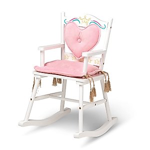 Wildkin Kids Princess Royal Rocking Chair for Girls, Perfect for Both Big & Little Kids, Includes Padded Backrest & Seat Cushion, Wooden Rocker Measures 23 x 16 x 28 Inches (White)