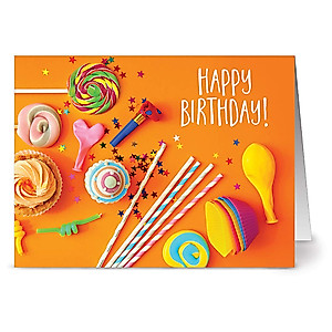 Happy Birthday Cards Bulk Assortment – 72 Pack – Rainbow Birthday – 6 Unique Designs – YELLOW ENVELOPES INCLUDED – Birthday Greeting Cards – Glossy Cover Blank Inside – By Note Card Café