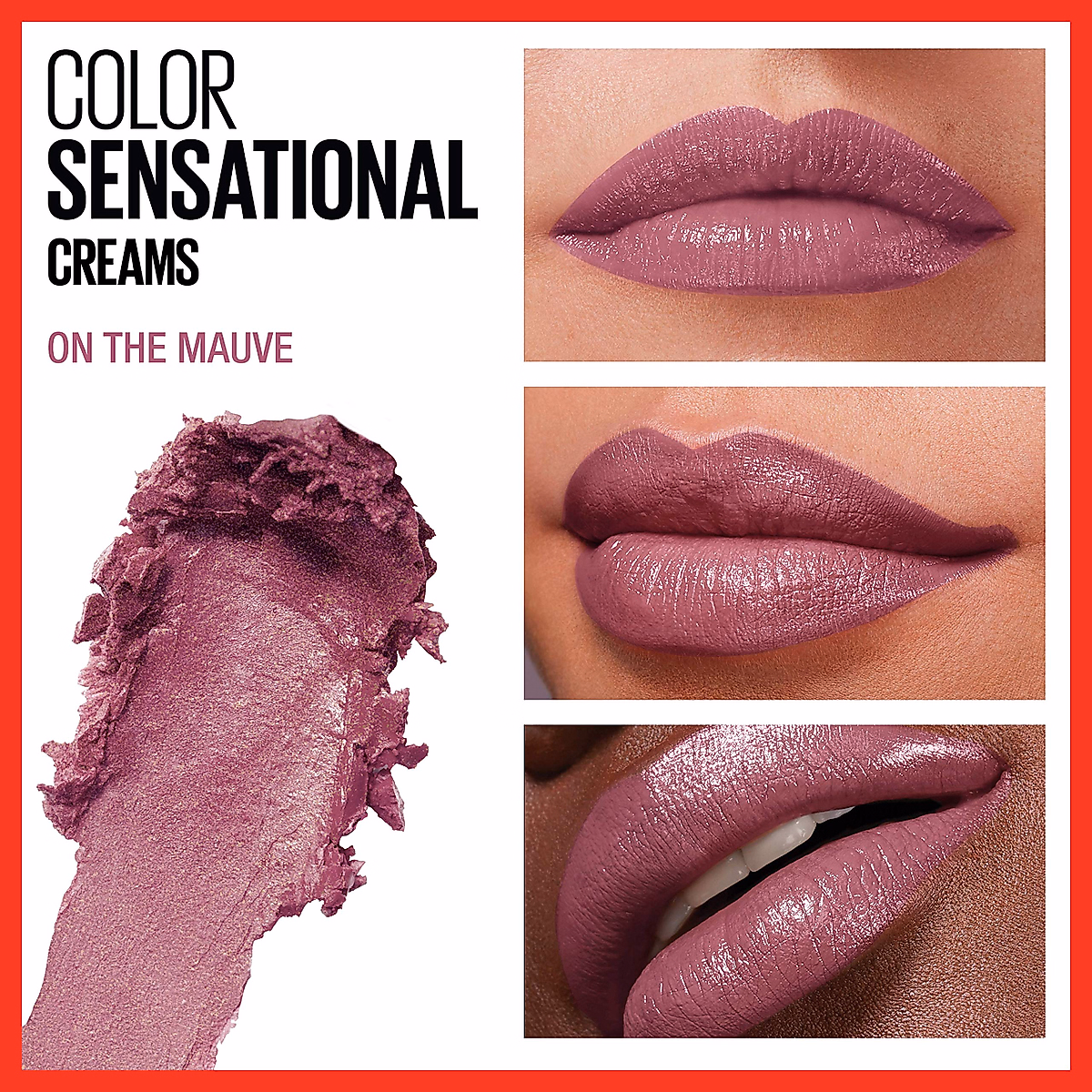 Maybelline Color Sensational Lipstick, Lip Makeup, Cream Finish, Hydrating Lipstick, On The Mauve, Mauve ,1 Count