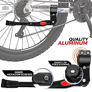 Bike Kickstand for Mountain Bike - Adjustable Bicycle Accessories for Adult Bikes Side Stand Bicycle Kickstand Mountain Bike Side Kick - Diameter 22, 27.5 28 Inch Aluminium Black Road Bike Kickstands