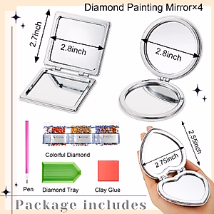 Marsui 4 Pcs Diamond Painting Compact Mirror Art Kits for Adults DIY Pocket Mirror Art Cover Portable Folding Purse Looking Glass for Women(Mandala)