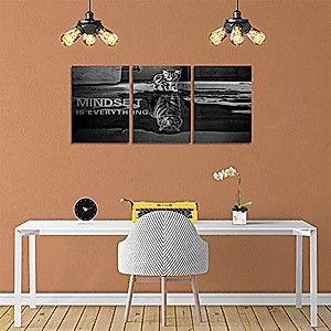 3 Panels Mindset is Everything Motivational Canvas Wall Art Inspirational Entrepreneur Quotes Poster Print Artwork Painting Picture for Framed Home Decoration Living Room office bedroom 36''W x 16''H