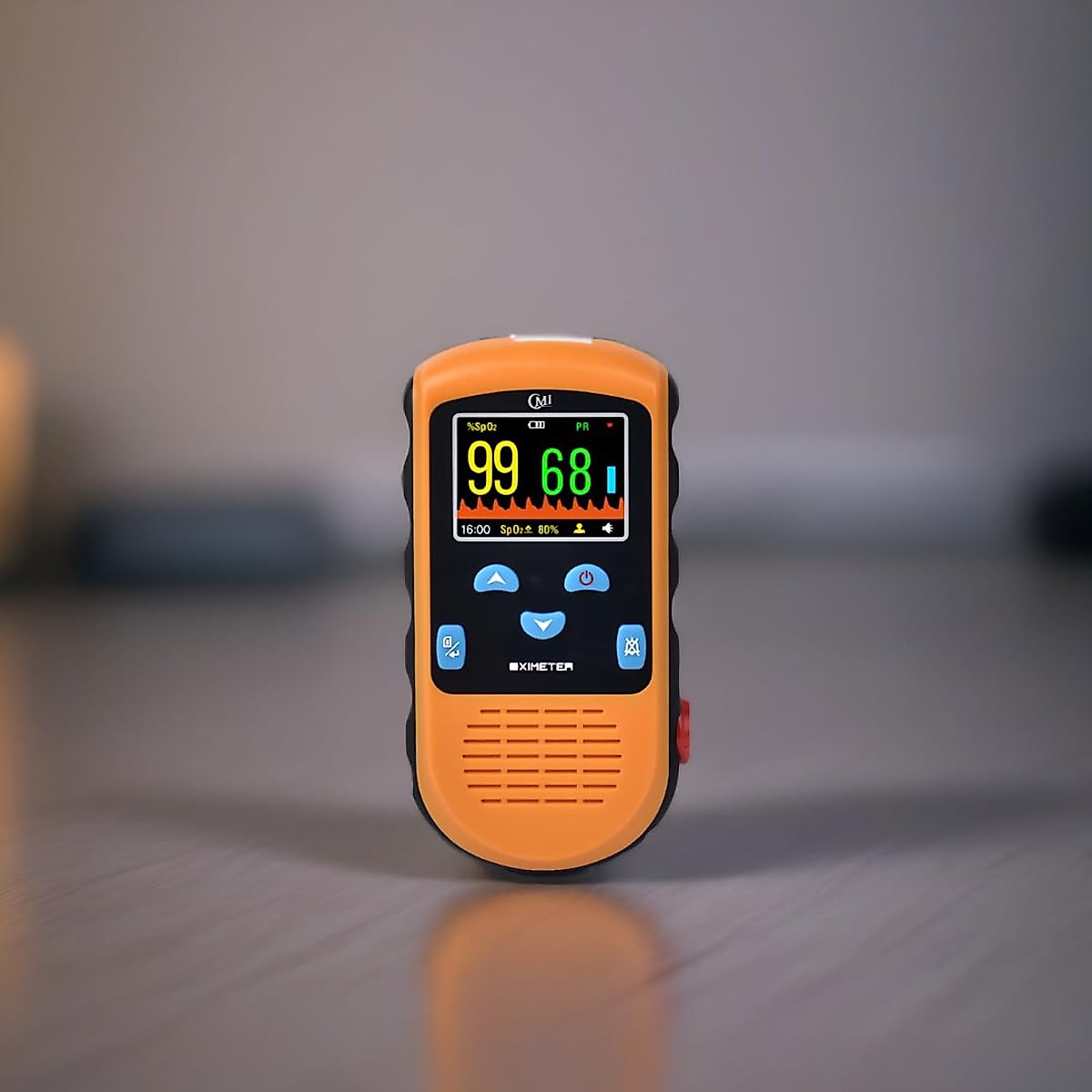 CMI Health Rechargeable Pulse Oximeter - Adult Finger Sensor for Continuous Monitoring & Spot-Checking - Adjustable Alarm for Pulse Rate and SpO2 Levels - Carry Case, AC Adapter Included