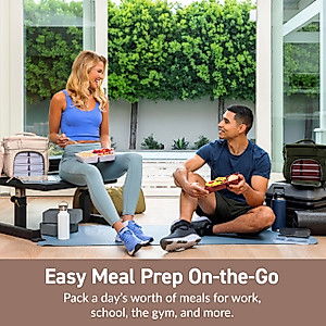 Bentgo Prep Deluxe Insulated Multimeal Bag - Lunch Box Bag, Holds 5 Meals, Premium Insulation up to 8 Hrs, Durable, Water-Resistant - Large Capacity For Adult Meal Prep (Sand)