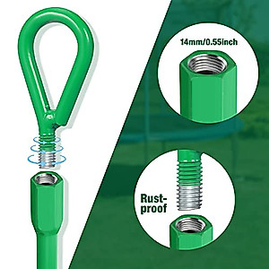 Tondiamo 18 Inch Long Ground Anchor Kit, 3 Inch Wide Helix, Heavy Duty Earth Augers Solid Steel Shaft with Drill Bit for Tents, Swing Sets, Securing Animals, Canopies, Sheds(Green, 6 Pcs)