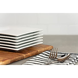 10 Strawberry Street Ceramic Simply White 6" Square Appetizer Plate, Set of 6