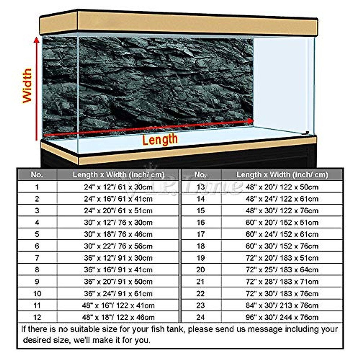 VIP.LINE 3D Effect Black Stone Aquarium Background Poster PVC Fish Tank Decorations Landscape (48" x 18"/ 122 x 46cm)