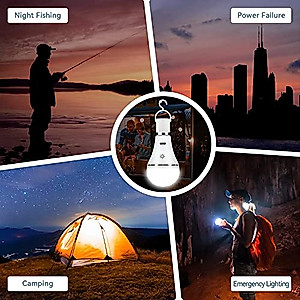 USB C Rechargeable Light Bulb with Remote Control, 7W Battery Powered Light Bulbs E26 Touch Control Dimmable LED Bulb with Timing Function, Outdoor Camping Emergency Light Bulb with Hook,6500K/1 Pack