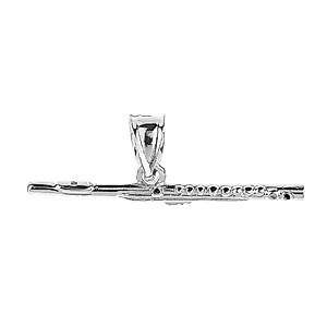 925 Sterling Silver Music Charm Flute Pendant Necklace, 16"