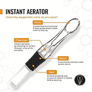 Cork Genius Wine Aerator Pourer Spout Set, Dripless Wine Pourers for Wine Bottles, Instant In The Bottle Wine Decanter Spouts, Pack of 3