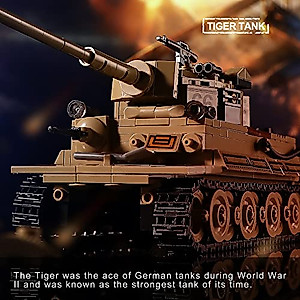 WW2 Army Tank Toys Building Kit, Create a German Tiger Tank and an American M4 Sherman Tank Model, Include 1184 Blocks, Great Military Toy Gift for Boys, Kids, and Teens Age 8-14
