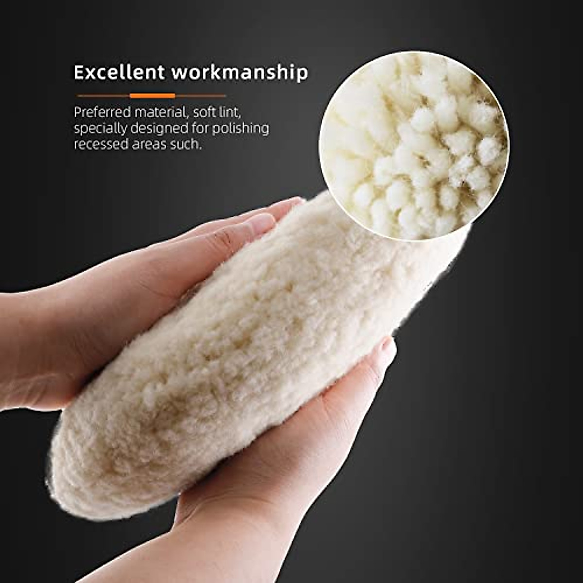 SPTA 8" (200mm) Wool Buffing Pad, Double Side 100% Natural Wool Pad with 5/8-11 Thread for 2-Sided Compound Cutting and Polishing for Automotive, Marine and Epoxies