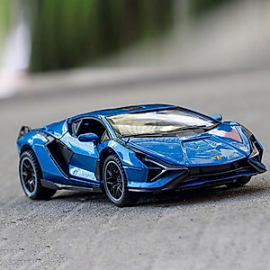 1:32 Scale Sian FKP37 Model Car Zinc Alloy Diecast Car Toys for Kids, Pull Back Toy Car Vehicle with Sound and Light Door Opening Birthday Gift for Boys Toddlers (Blue)