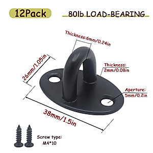 Joyangy 12 Pack Stainless Steel Ceiling Hooks, Heavy Duty Pad Eye Plate Wall Mount Ring Hooks for Indoor & Outdoor Use, Ideal for Lamps, Plants, Lanterns, Wind Chimes