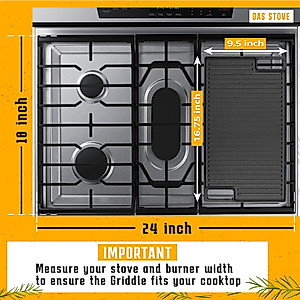 Cast Iron Reversible Grill/Griddle Set with Press, Scraper & Mitts - Pre-Seasoned, Non-Stick - 16.75" x 9.5" - Gas Stove, Grill, Camping, Indoor and Outdoor Cooking