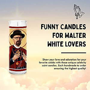 Bryan Cranston Celebrity Prayer Candle - Walter Funny White Saint Candle - 8 inch Glass Prayer Votive - 100% Handmade in USA - Funny Celeb Novelty Breaking Actor Bad TV Show Movie Gift
