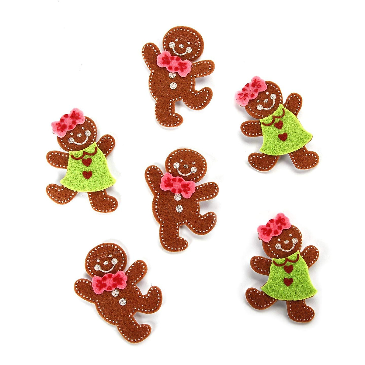 Christmas Holidays Felties Felt Snowmen & Gingerbread Stickers - 10pc Snowmen Stickers & 22pc Gingerbread Stickers - for Christmas Arts & Crafts, Stocking Stuffers, & More! - Bundle of 2-Items
