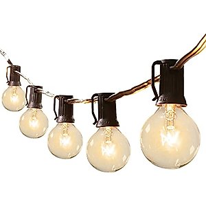 Brightown Outdoor String Lights 25FT G40 Globe Patio Lights with 27 Edison Glass Bulbs(2 Spare), Waterproof Connectable Hanging Light for Backyard Porch Balcony Party Decor, E12 Socket Base, Black