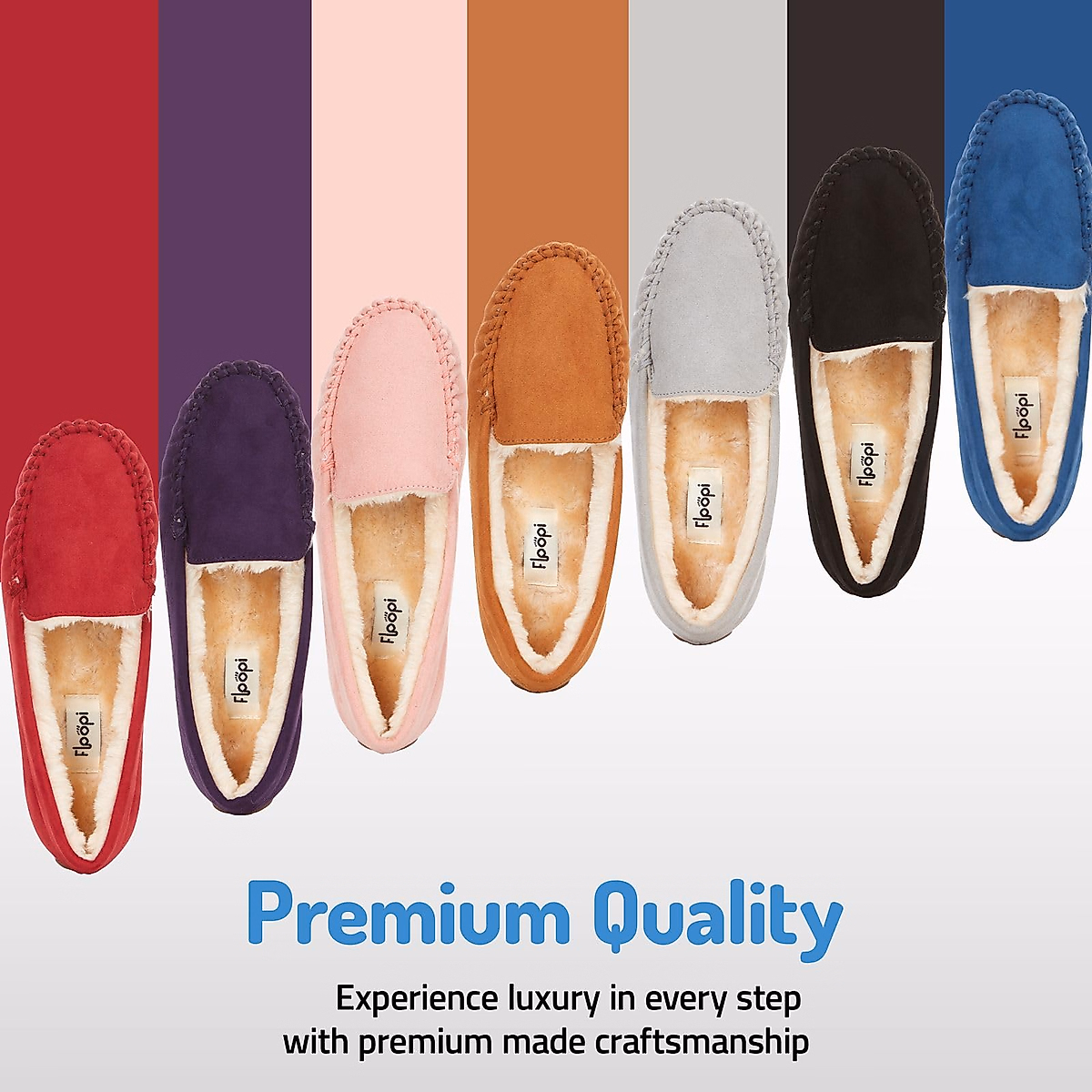 Floopi Women Slippers Moccasins, Soft Faux Fur Lining with Cozy Memory Foam, Ladies House Slippers for Women with Indoor & Outdoor Anti-Skid Sole(9, Pink-323)