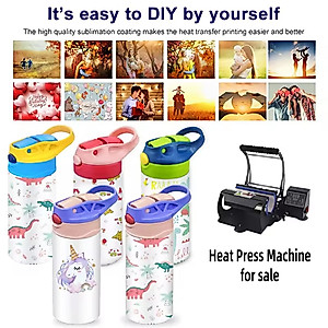 Icesip 30 PACK 12oz Kids Sublimation Tumbler Bulk,Sublimation Kids Water Bottle with One-click Pop-up Straw Lid and Handle, Spill Proof lid,for Water,Drinks