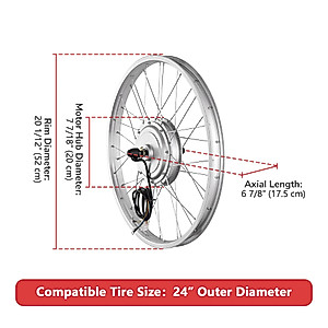 AW Electric Bicycle Front Wheel 24" E-Bike Conversion Kit 36V 750W Ebike Wheel Kit Thumb Throttle Hub Bicycle Conversion Motor Kit