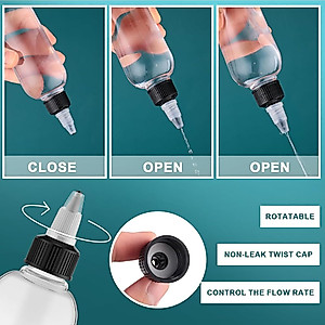 HUIZHU 10Pcs 2oz/60ml Plastic Dispensing Bottles with Twist Top Cap Boston Round LDPE Bottles,Twist Top Squeeze Bottles for Crafts,Kitchen,Household(60ml)