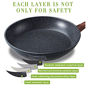 FAVIA 11in Non-stick Frying Pans Skillet Induction Compatible Dishwasher Safe PFOA Free