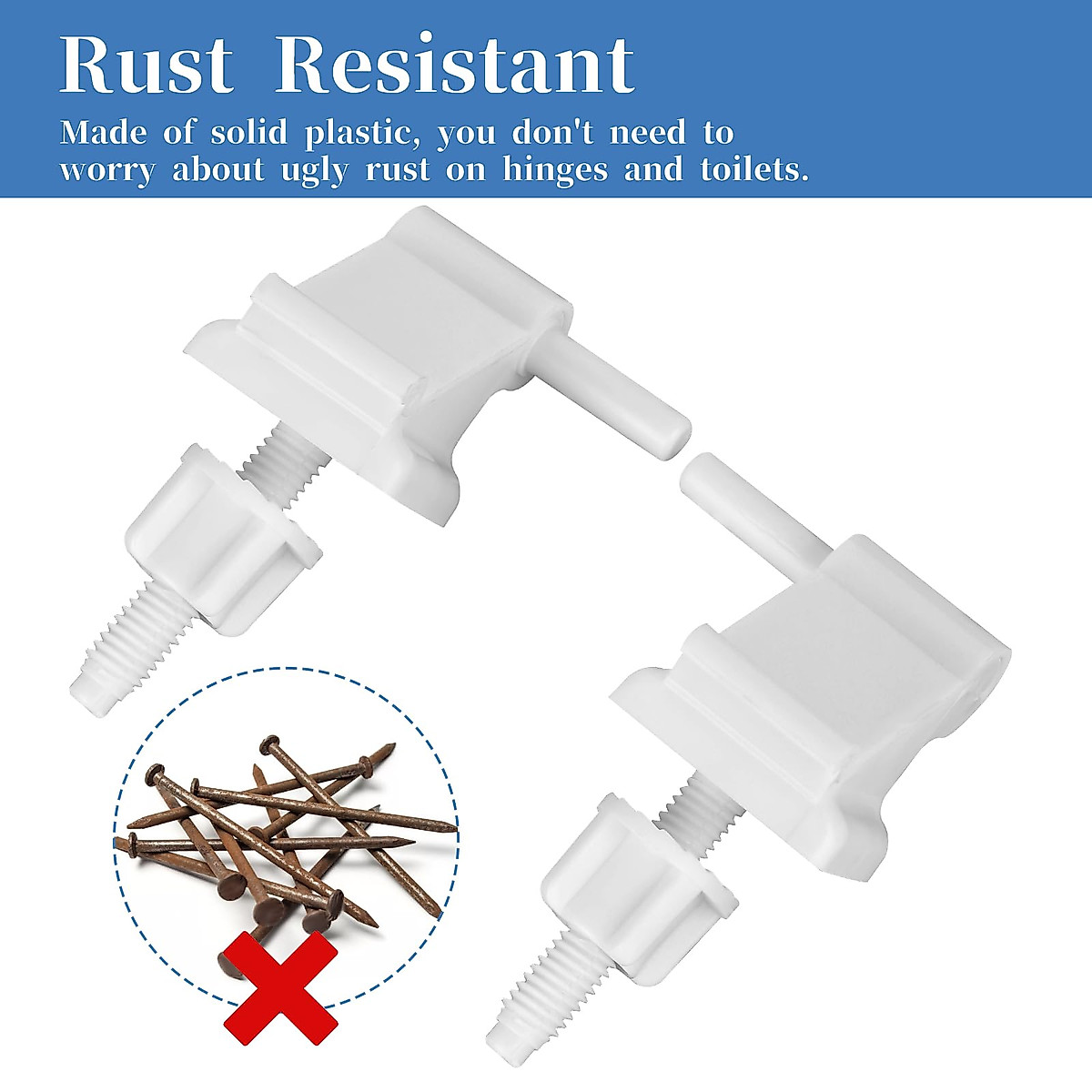 2 Pack Universal Toilet Seat Hinges Replacement with Bolts Screw and Nuts White Plastic Toilet Seat Hinges Toilet Seat Hardware for Toilets Seats Lids Replacements and Repairs