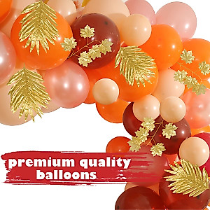 Fall Balloons Garland Kit,157 Pack Orange Brown Confetti Balloons 16Ft Balloon Arch Strip Maple Leaves for Autumn Harvest Birthday Thanksgiving Party Fall Decorations