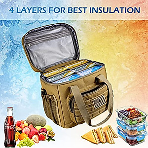 Large Lunch Box for Men Women-Tactical Cooler Lunch bag Insulated with 2 ice Pack Big Lunch Bag 18L Heavy Duty Durable Large Lunch Tote Bag for Work Adult, Picnic-18L